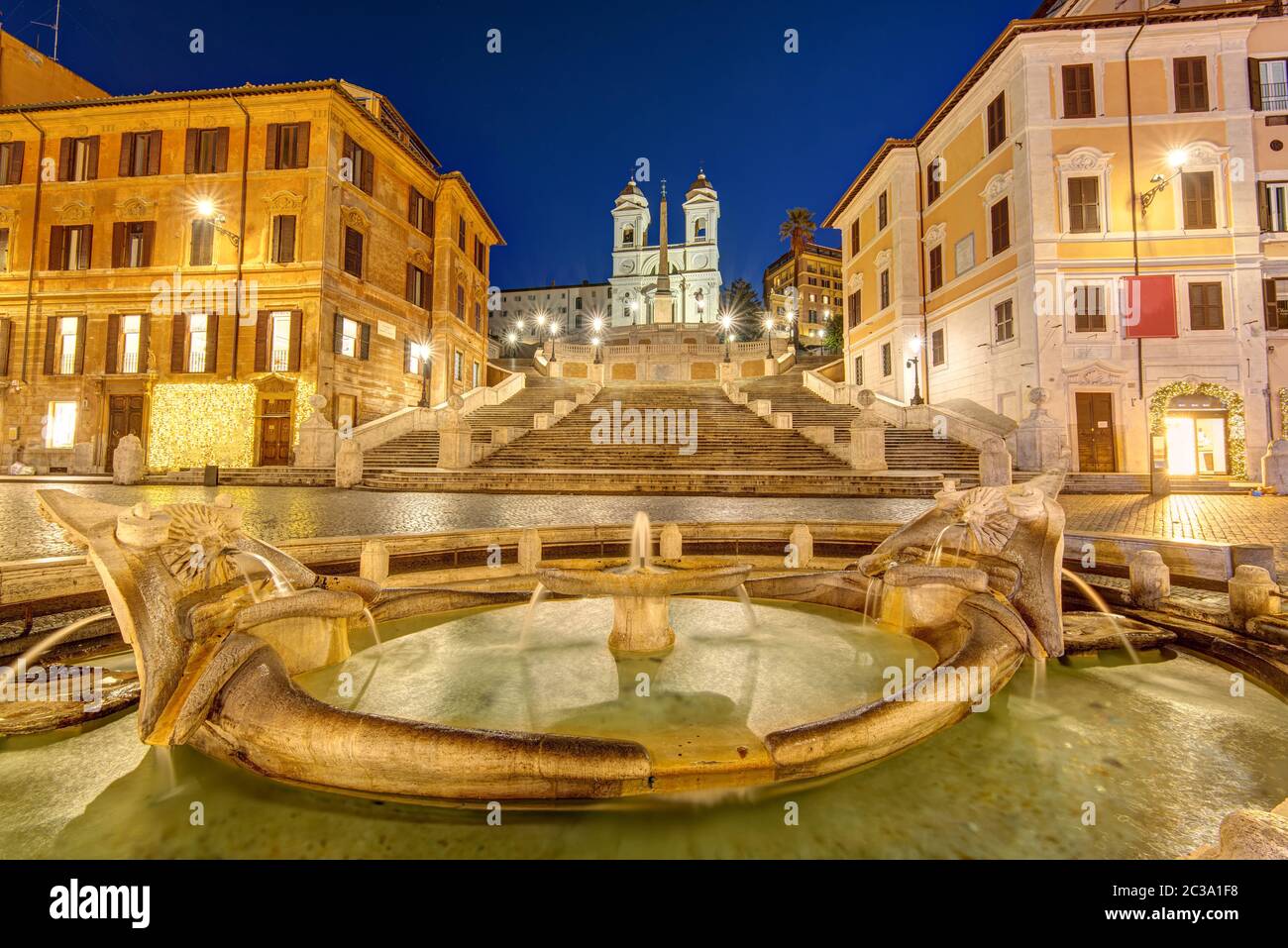 The famous Spanish Steps in Rome at night Stock Photo - Alamy