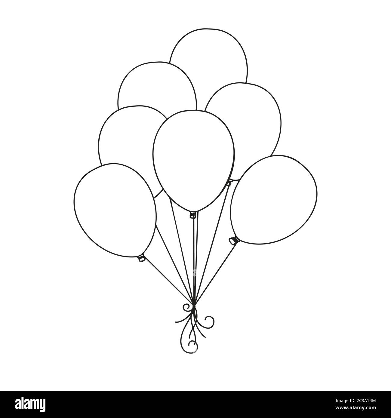 Different balloons. Inflatable balls on a string. Vector illustration ...