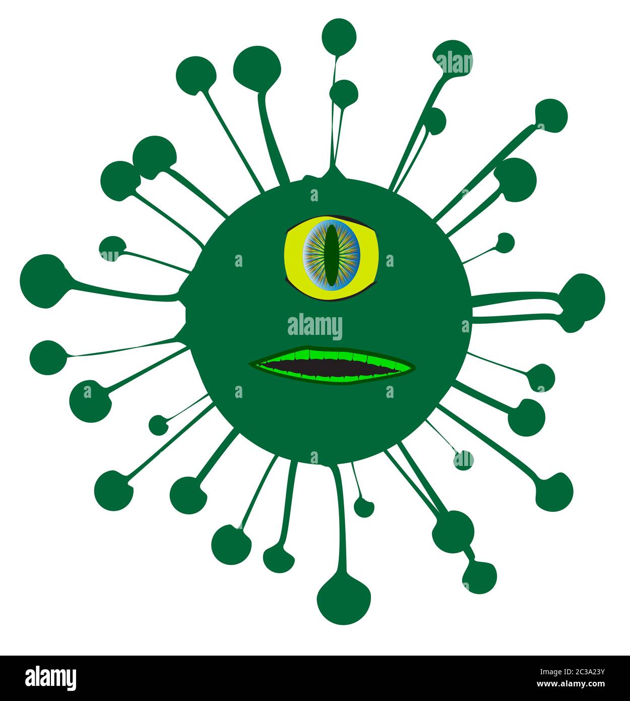 Blobs of viral infection with teeth and large eye all isolated over a ...