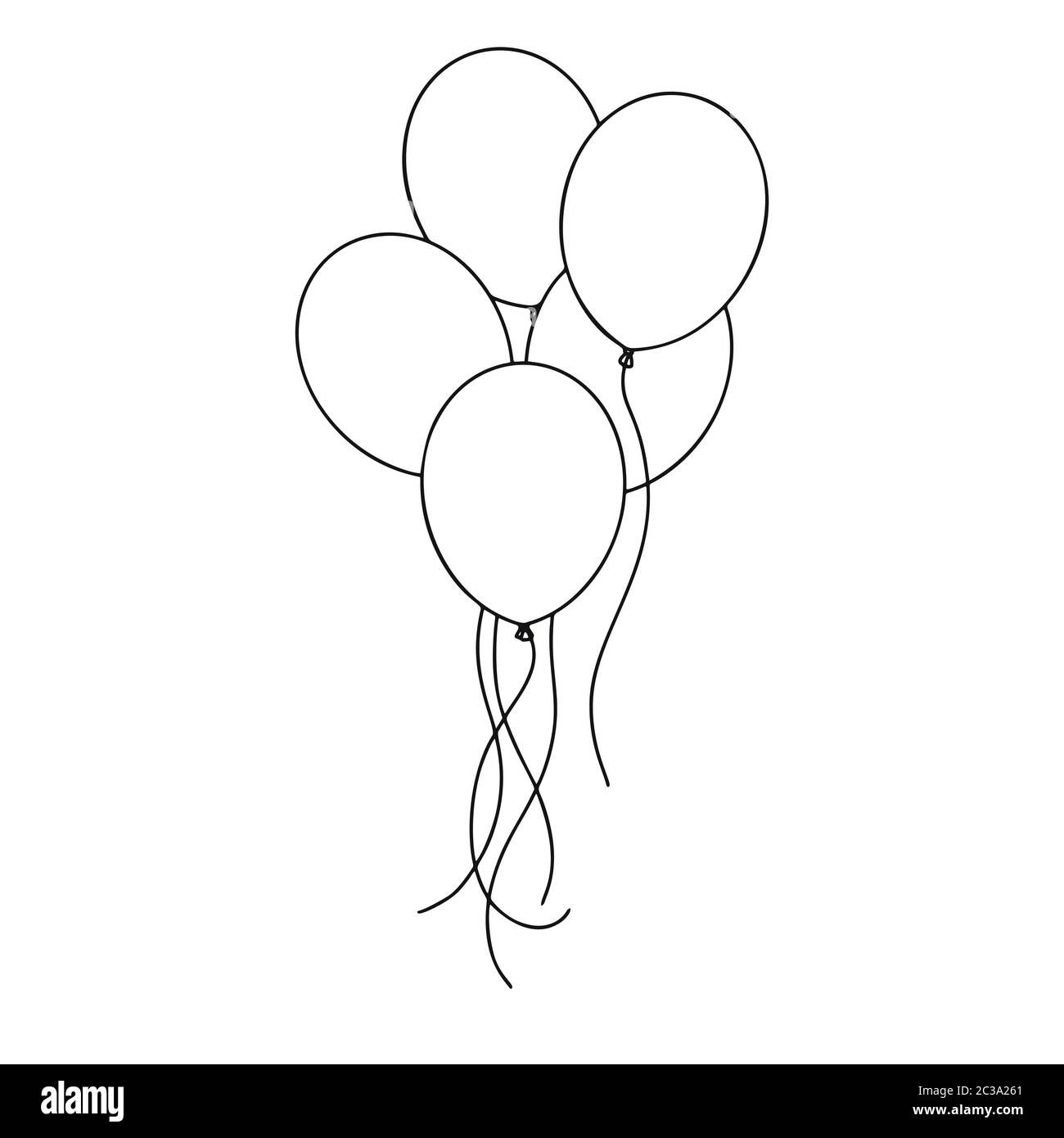 Different balloons. Inflatable balls on a string. Vector illustration ...