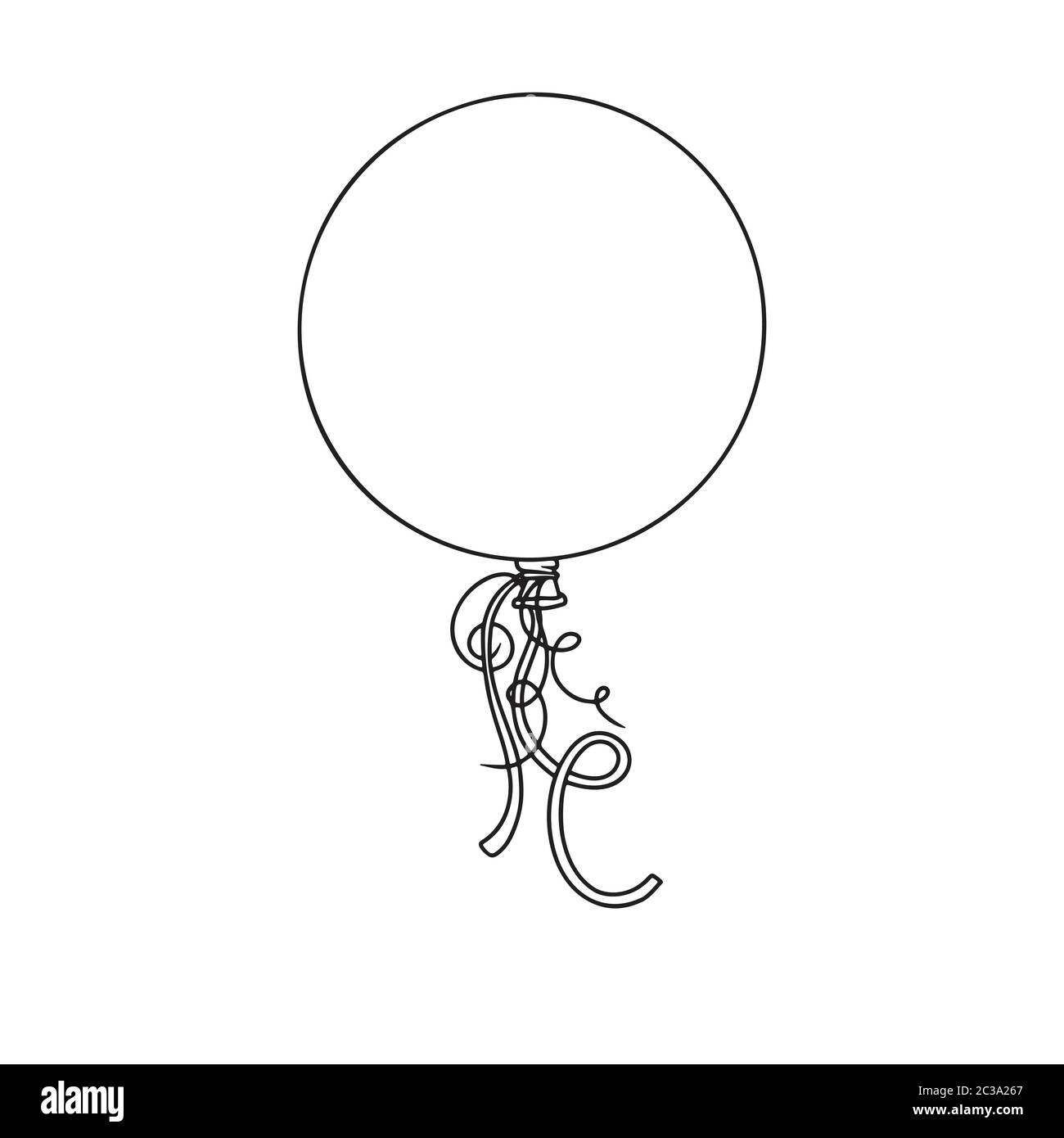 Balloon. Inflatable balls on a string. Vector illustration in sketch ...