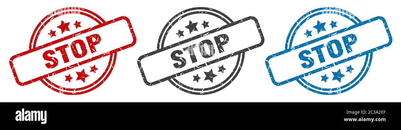 stop stamp. stop round isolated sign. stop label set Stock Vector Image ...