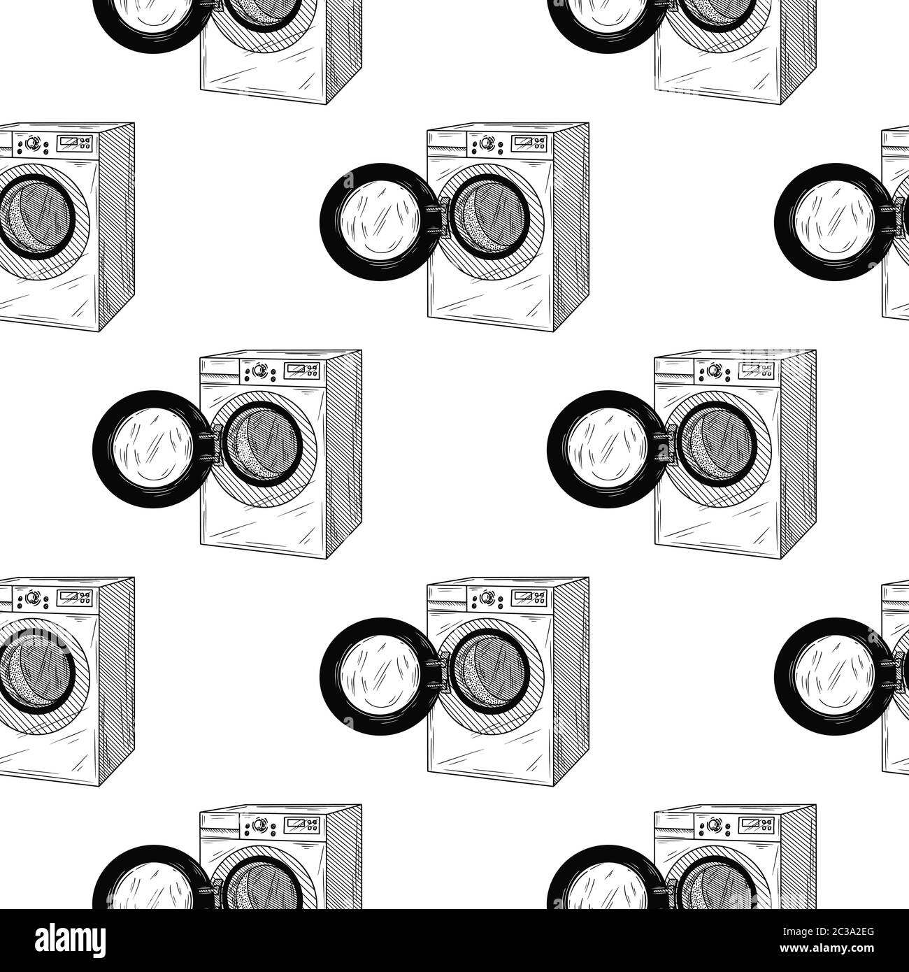 Seamless pattern. Washing machine on white background. Vector ...