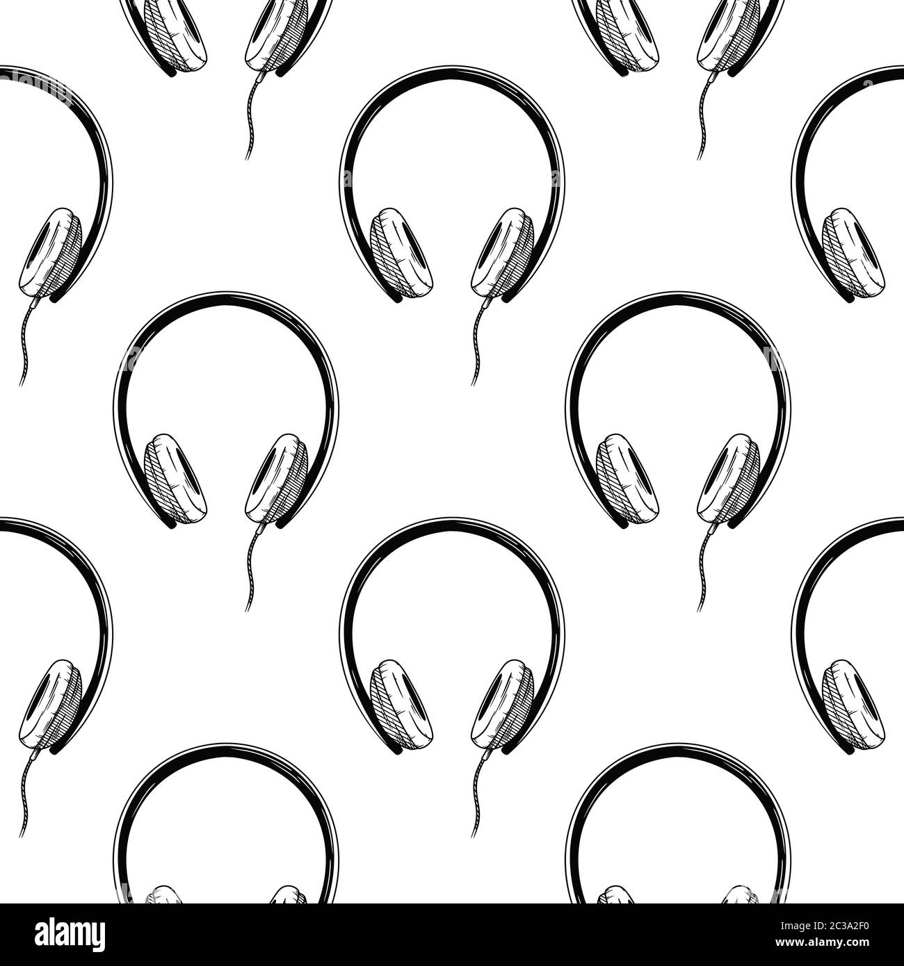 Seamless pattern. Headphones on white background. Vector illustrations ...