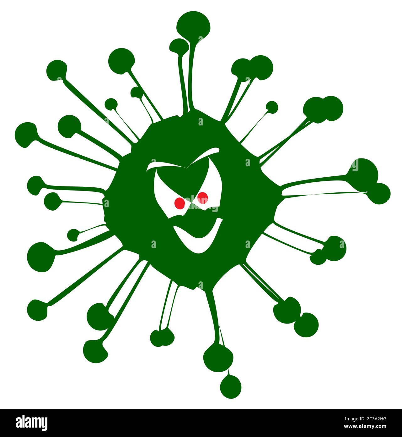 A blob viral infection with an evil grinning face isolated over a white ...