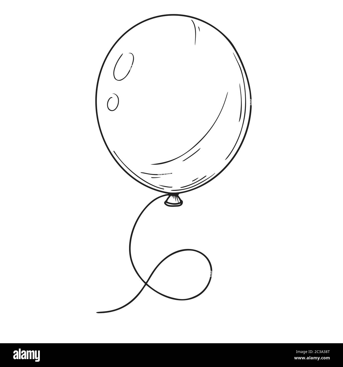 Balloon. Inflatable balls on a string. Vector illustration in sketch ...