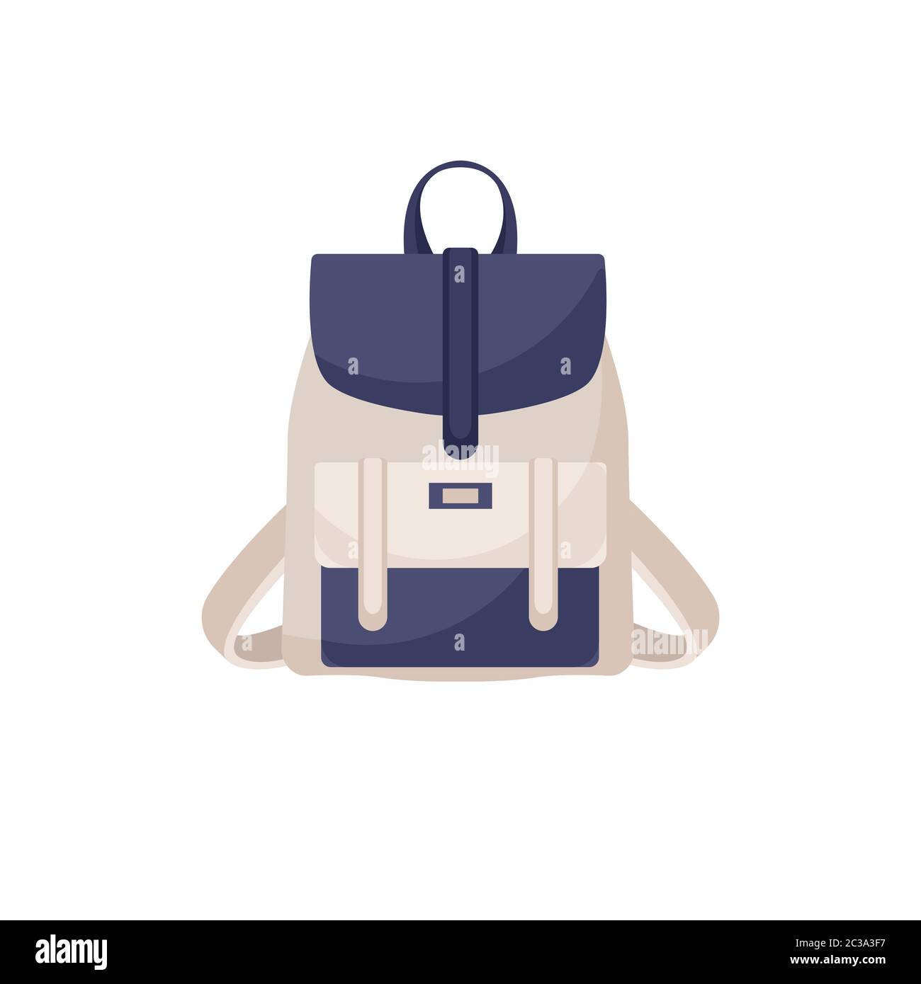 Backpack in a flat style is isolated on a white background. Vector ...
