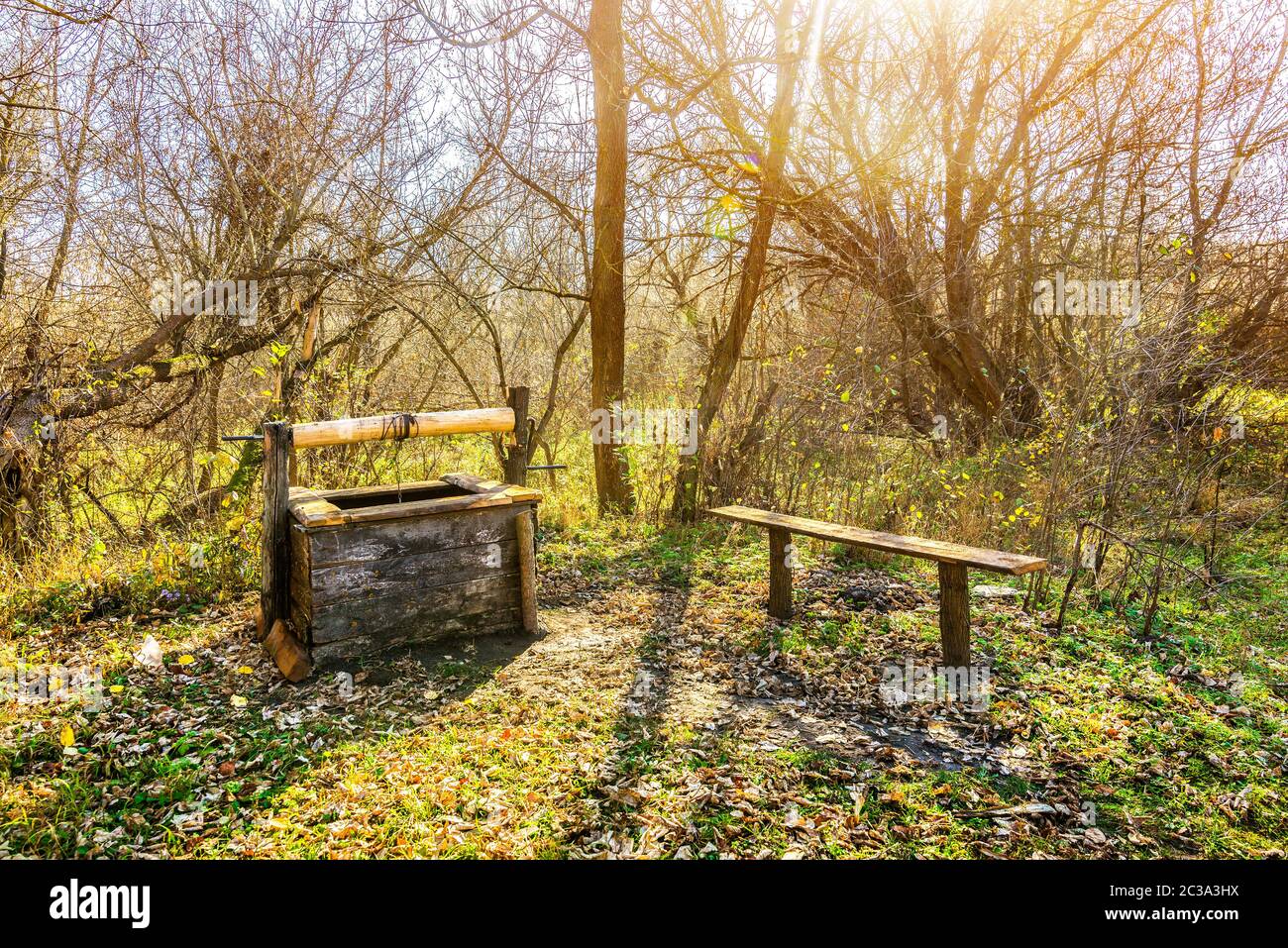 Wooden bench in well hi-res stock photography and images - Alamy