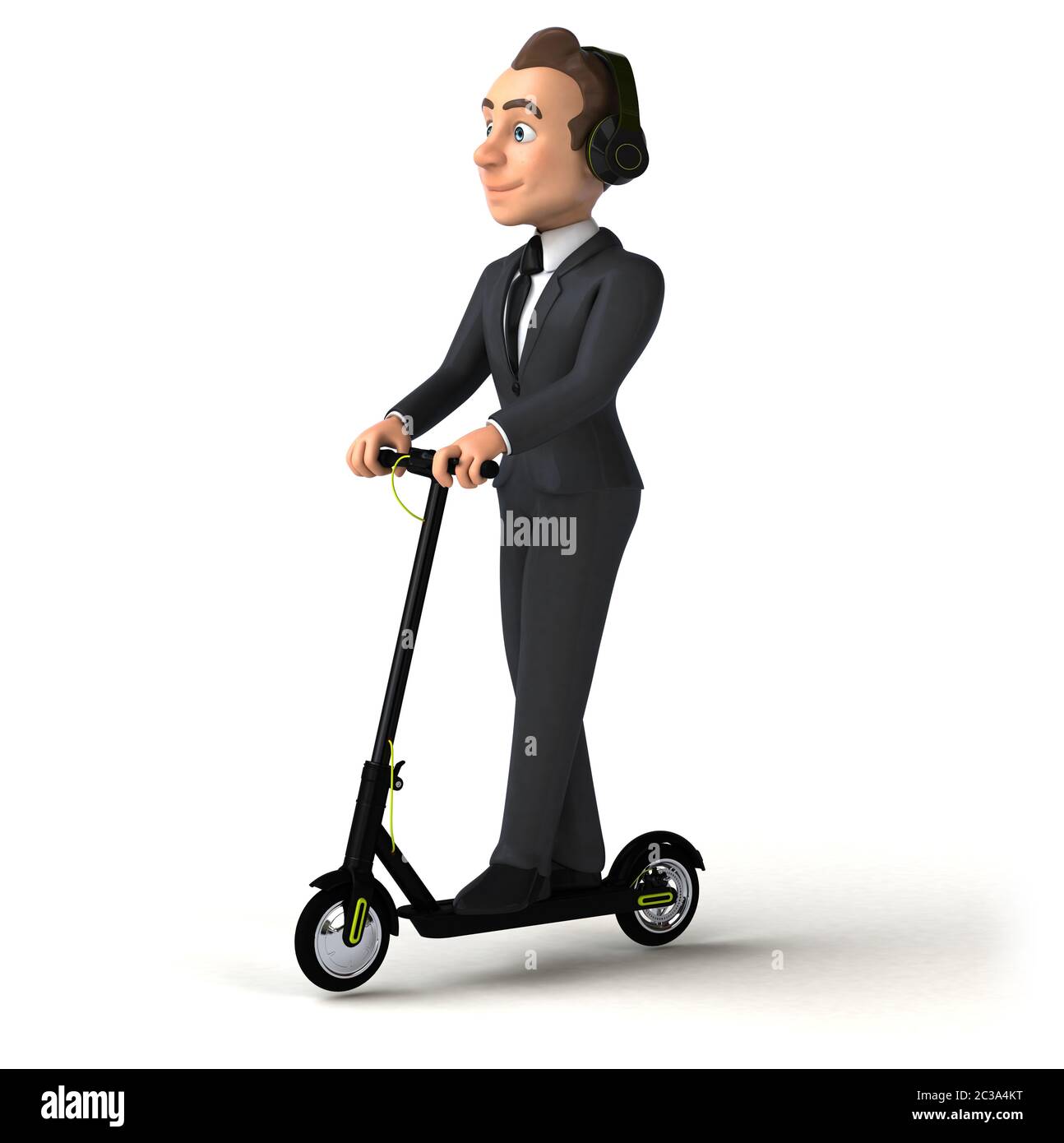 Fun cartoon character on an electric scooter Stock Photo - Alamy