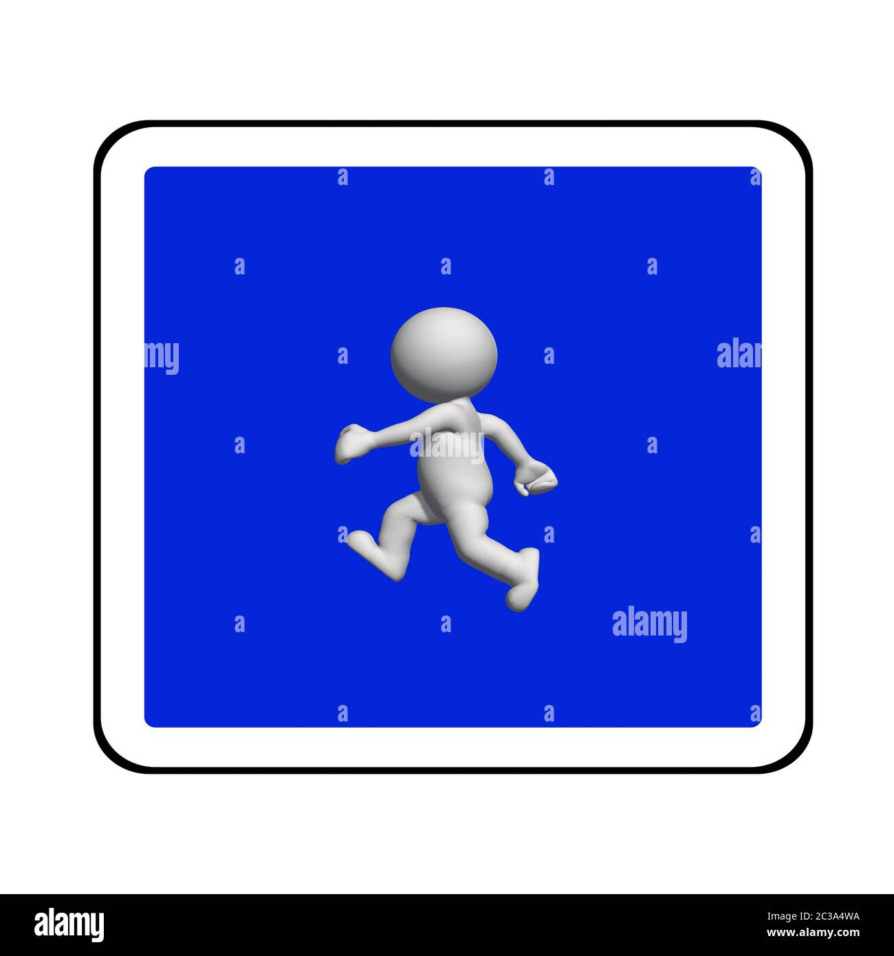 road sign - white 3D human on blue sign is walking Stock Photo - Alamy