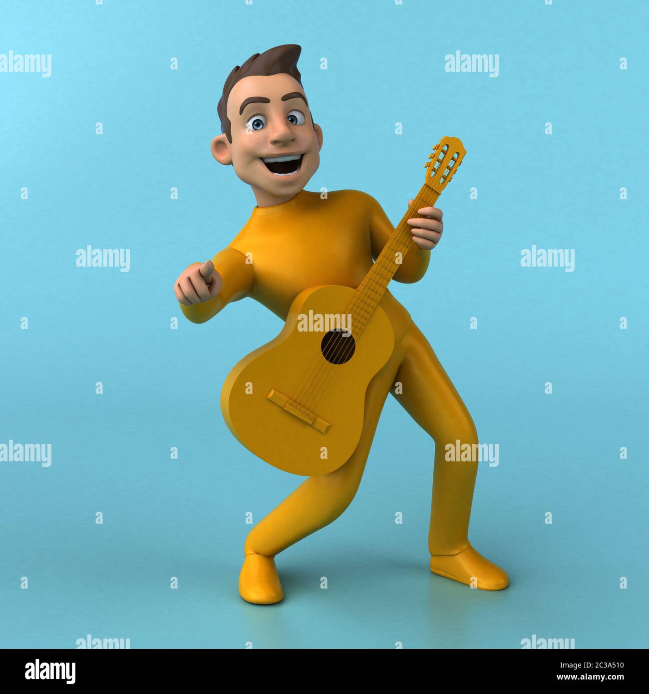 Fun 3D cartoon yellow character Stock Photo - Alamy