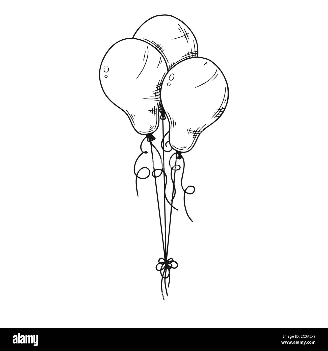 Different balloons. Inflatable balls on a string. Vector illustration ...