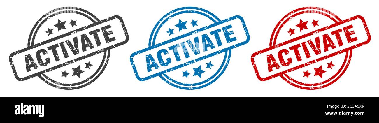 activate stamp. activate round isolated sign. activate label set Stock ...