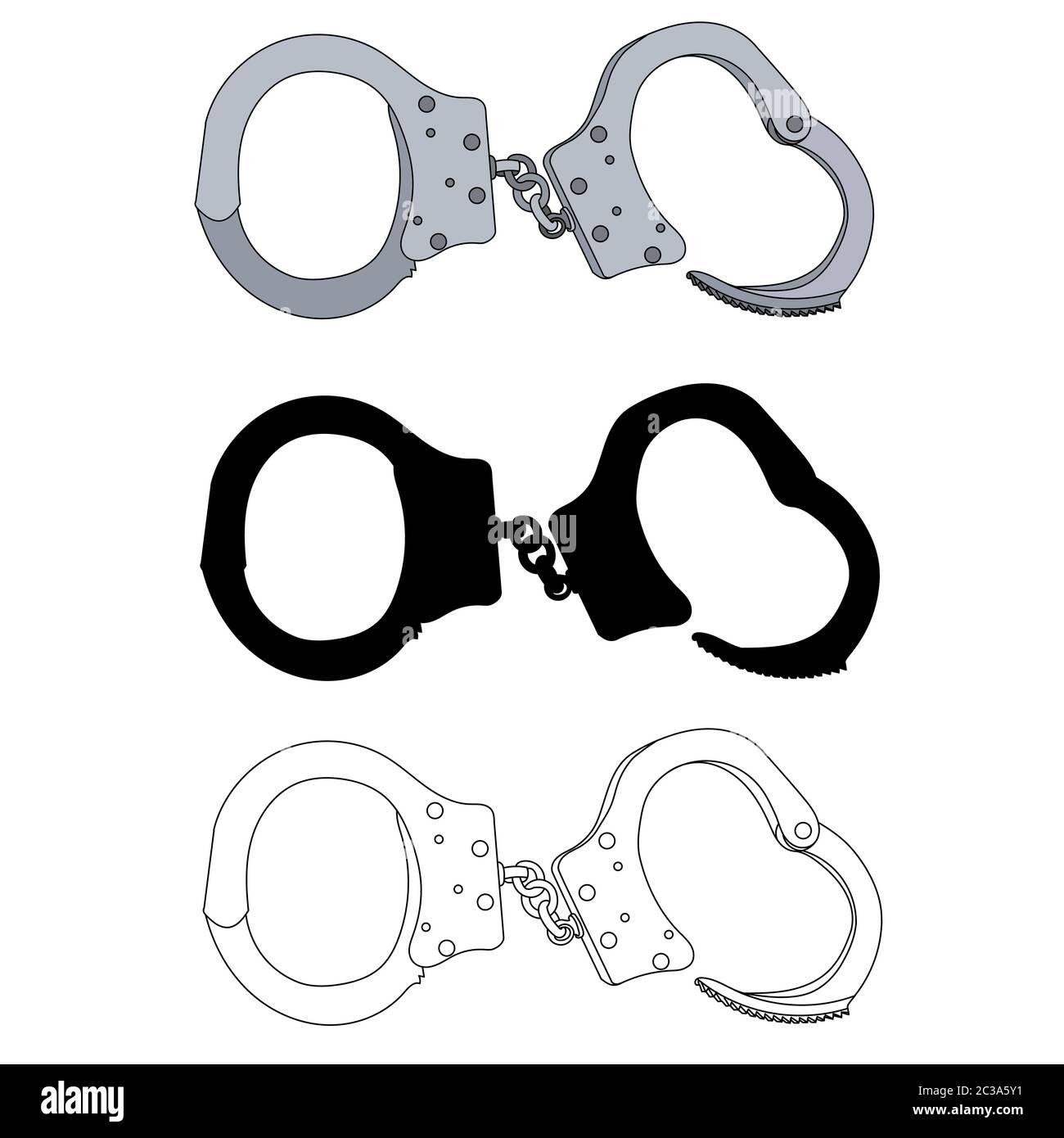 vector, on a white background, handcuffed with a sketch and silhouette ...