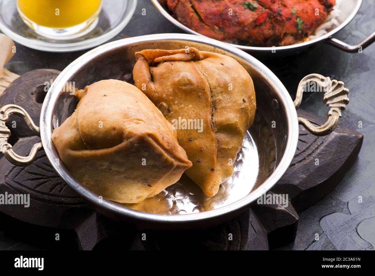 Veg Samosa - is a crispy and spicy Indian triangle shape snack Stock ...