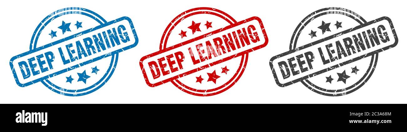deep learning stamp. deep learning round isolated sign. deep learning ...