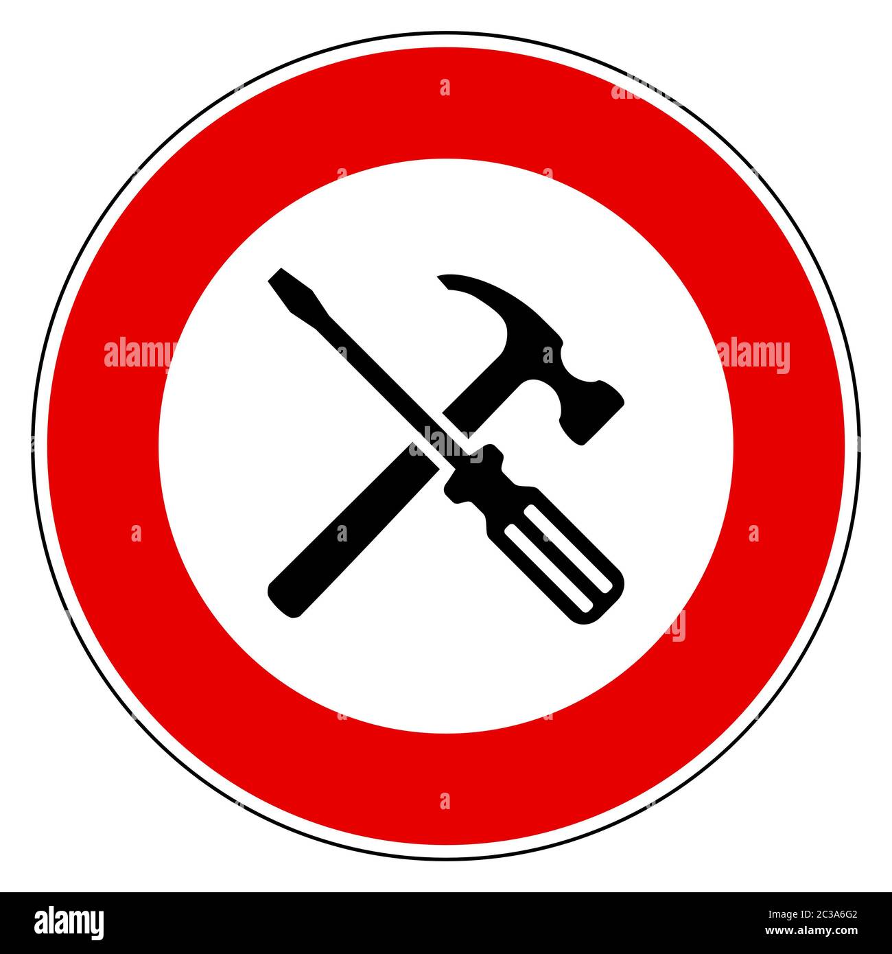 Tools and prohibition sign Stock Photo - Alamy