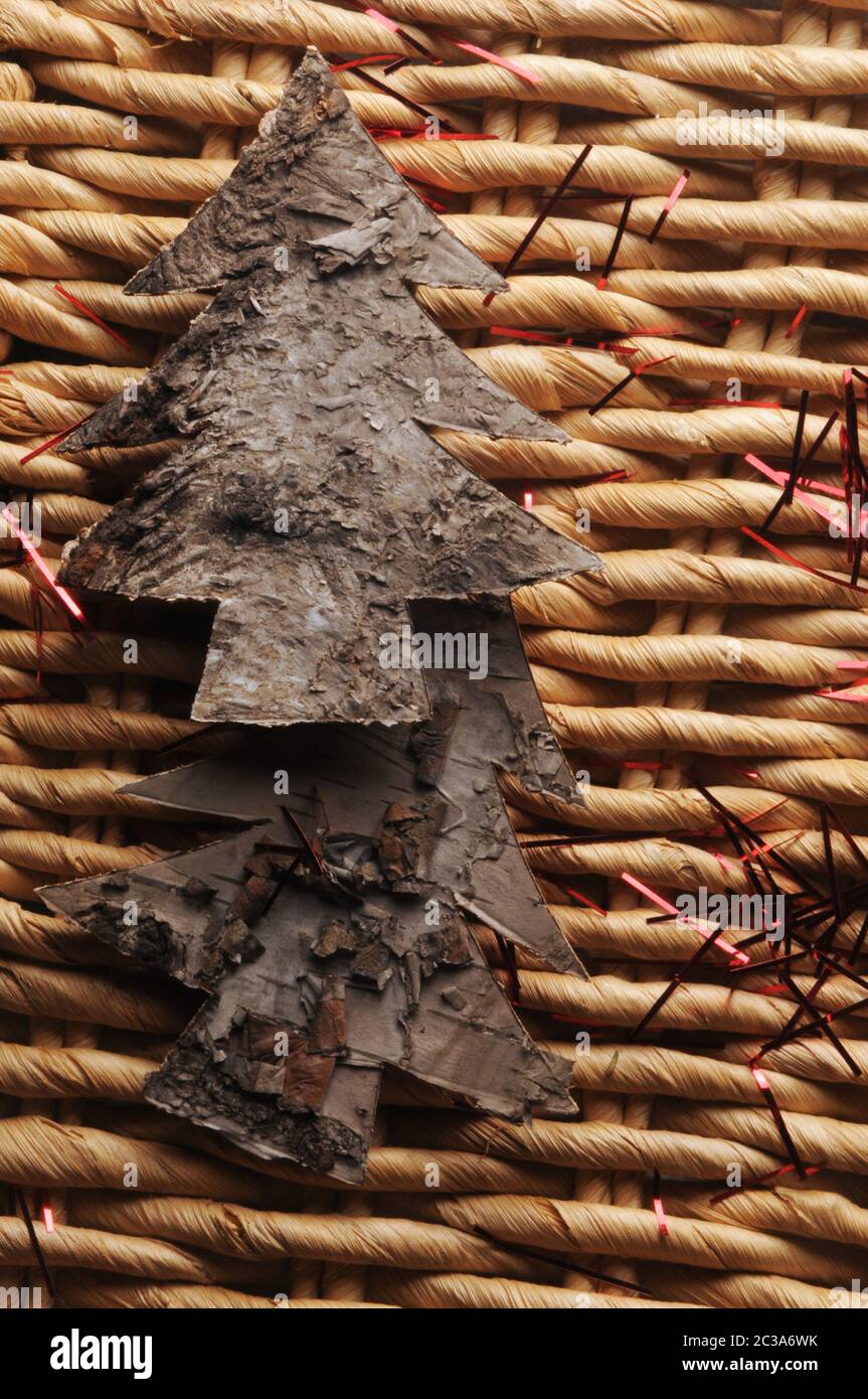 Christmas trees made with bark Stock Photo - Alamy