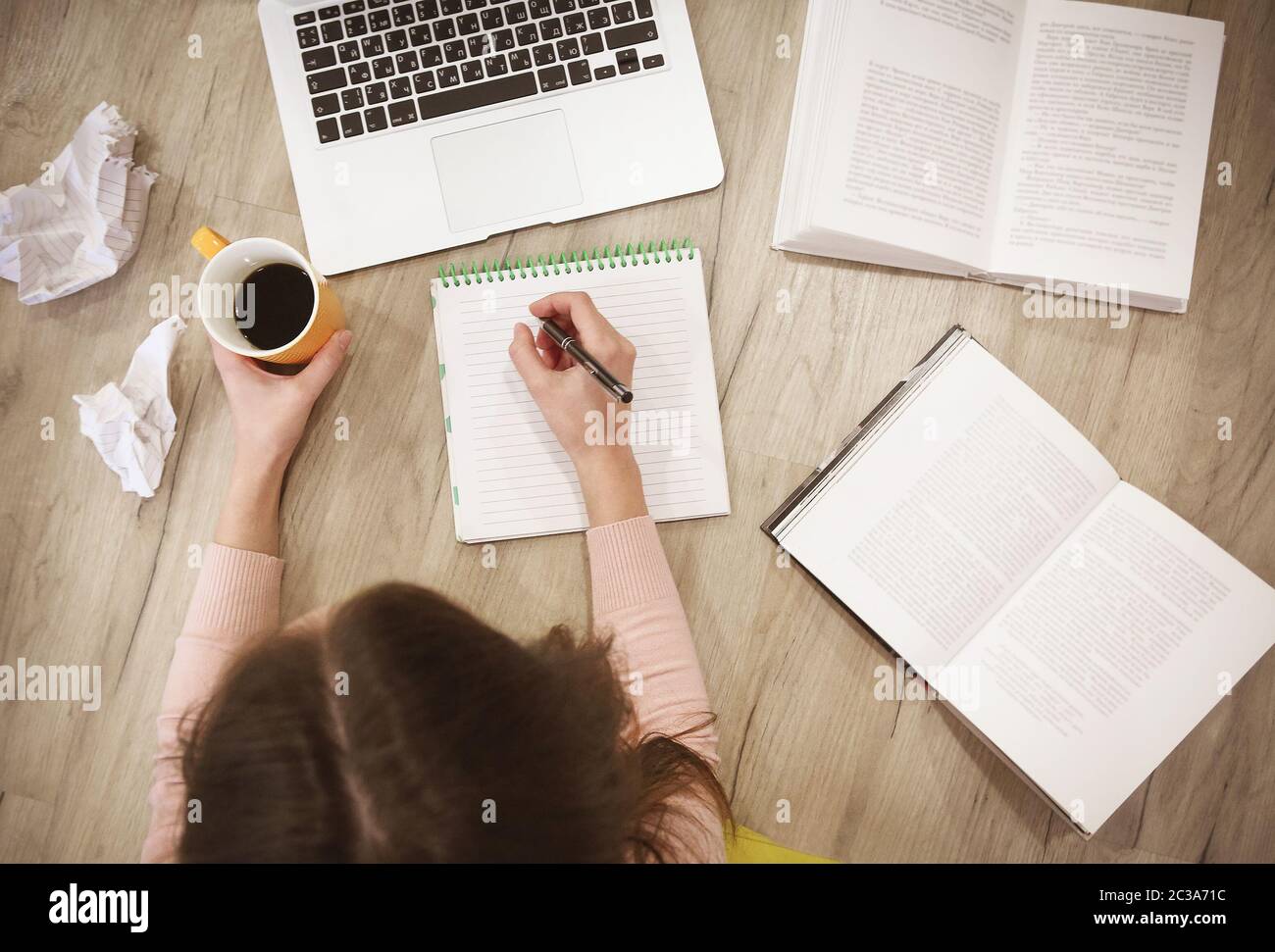 Top view laptop books hi-res stock photography and images - Alamy