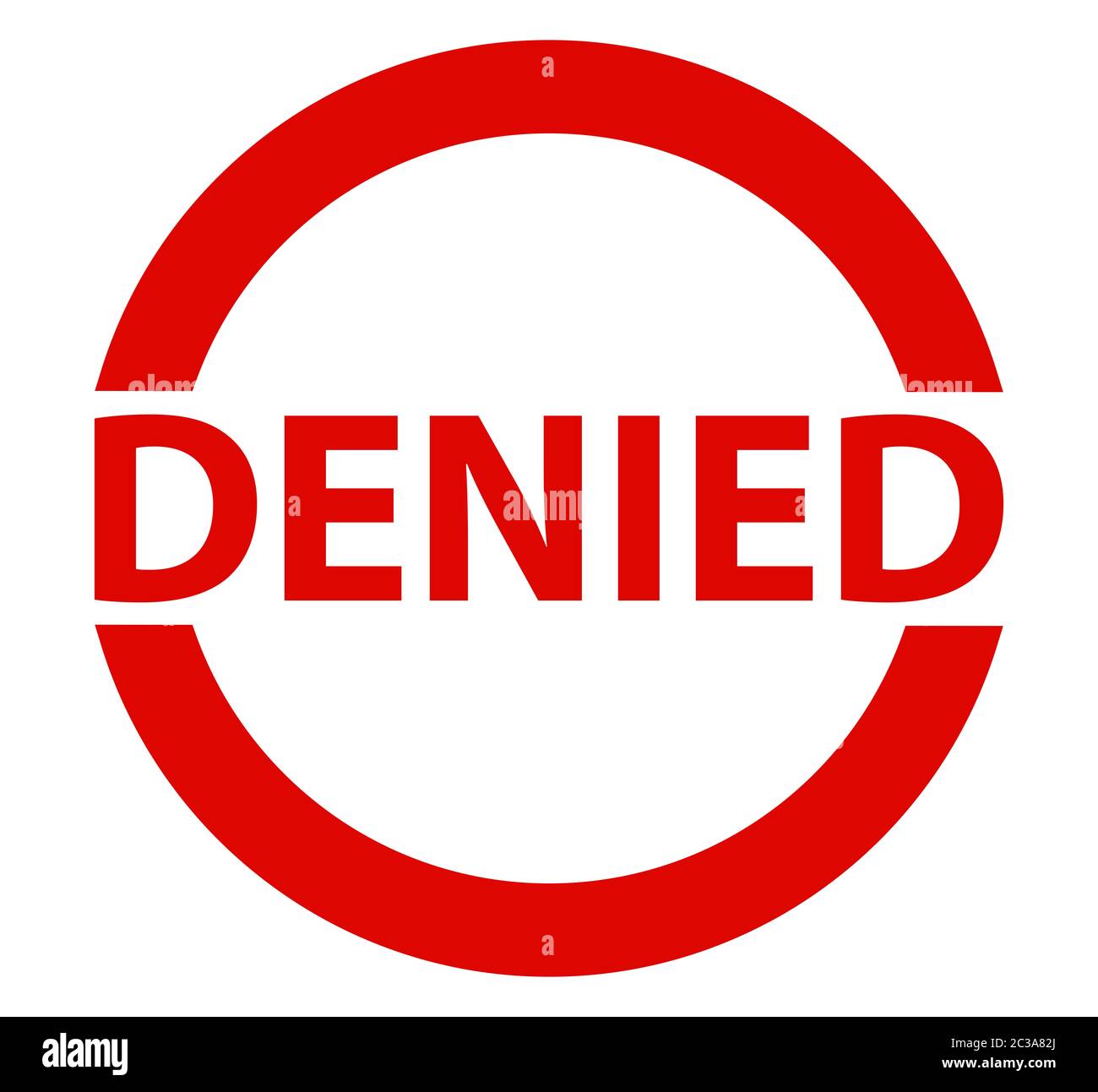 An denied red rubber ink stamp set over a white background Stock Photo ...