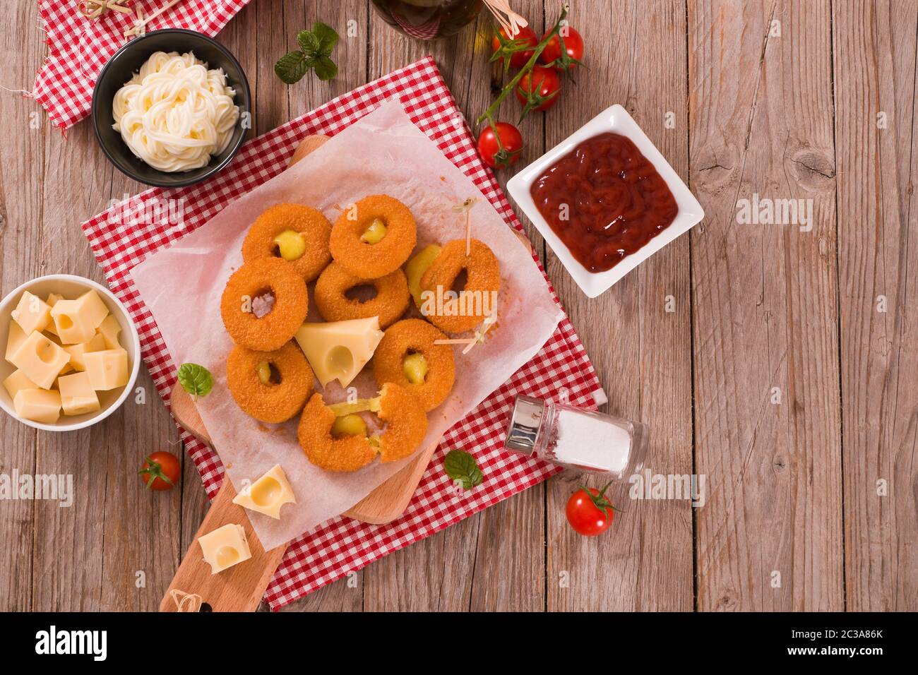 Fried cheese ring Stock Photo - Alamy