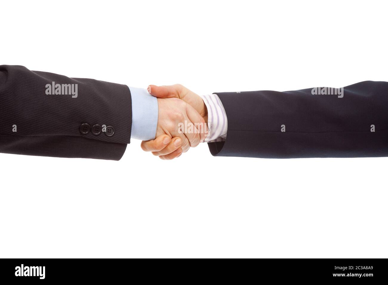Business men hand shake in white background Stock Photo - Alamy