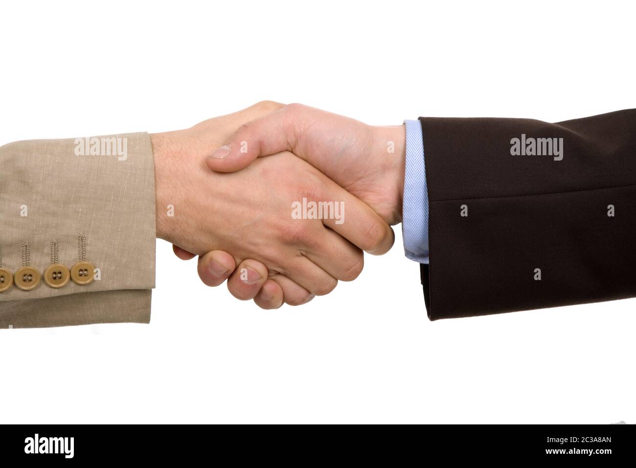Business men hand shake in white background Stock Photo - Alamy