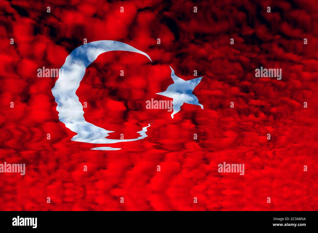 turkey red and white flag illustration, computer generated Stock Photo ...
