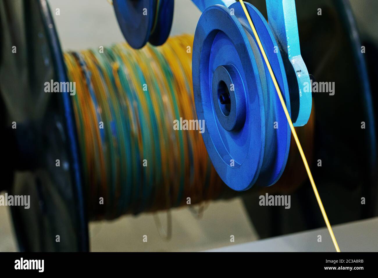 Production of copper wire, cable in reels at factory. Cable factory ...