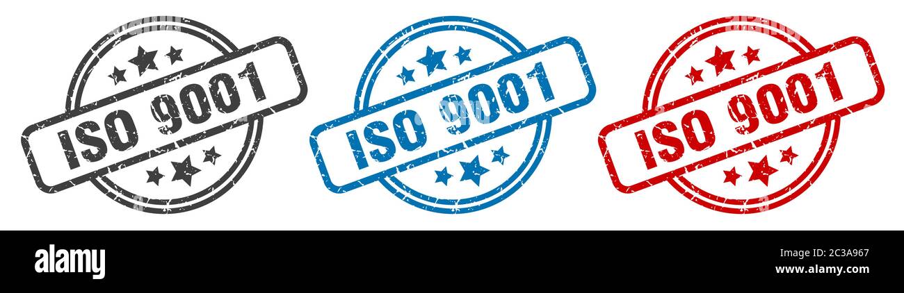 iso 9001 stamp. iso 9001 round isolated sign. iso 9001 label set Stock ...