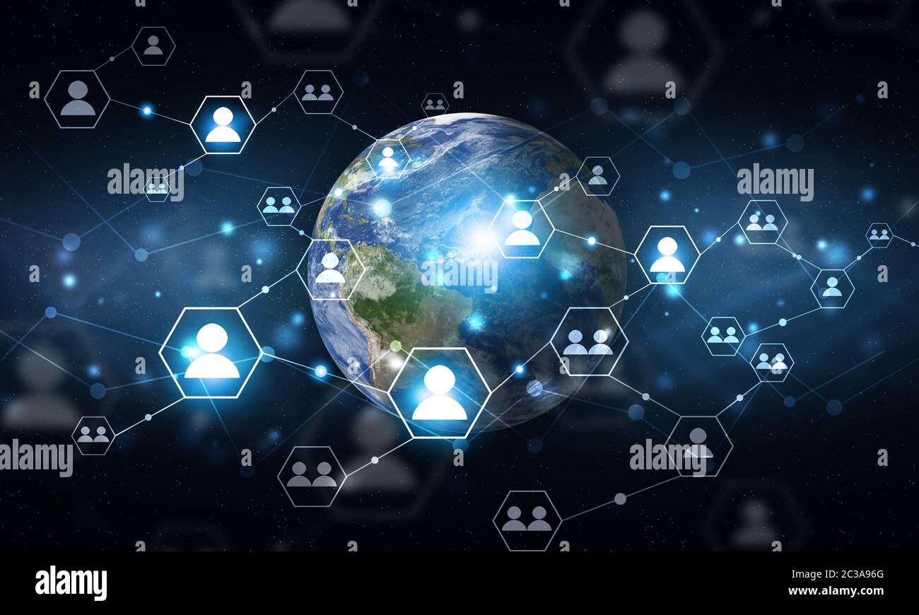 web connections concept technology communication space background Stock ...