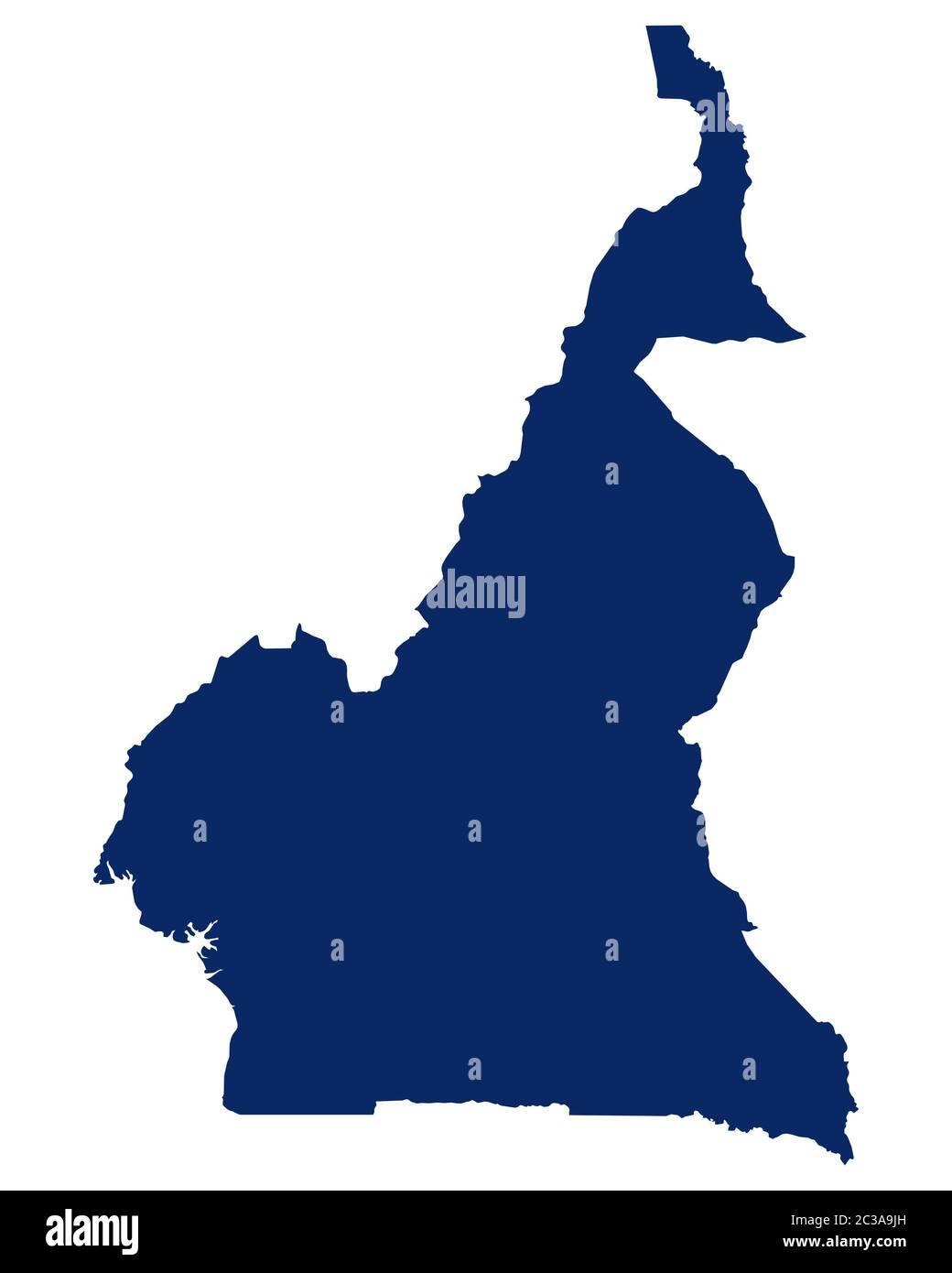 Karte von Kamerun in blauer Farbe Stock Photo - Alamy