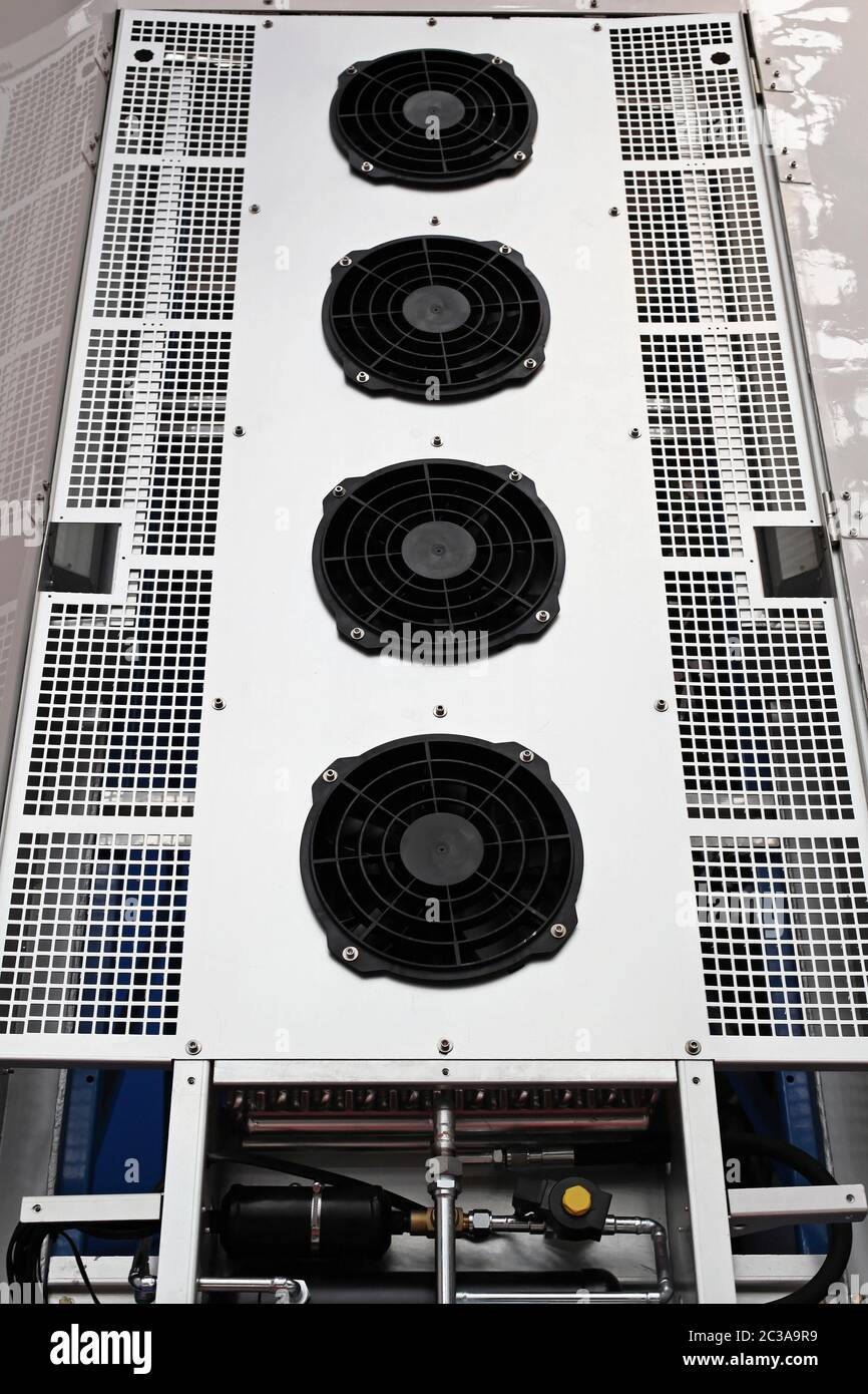 Air conditioner condenser unit at bus rooftop Stock Photo - Alamy