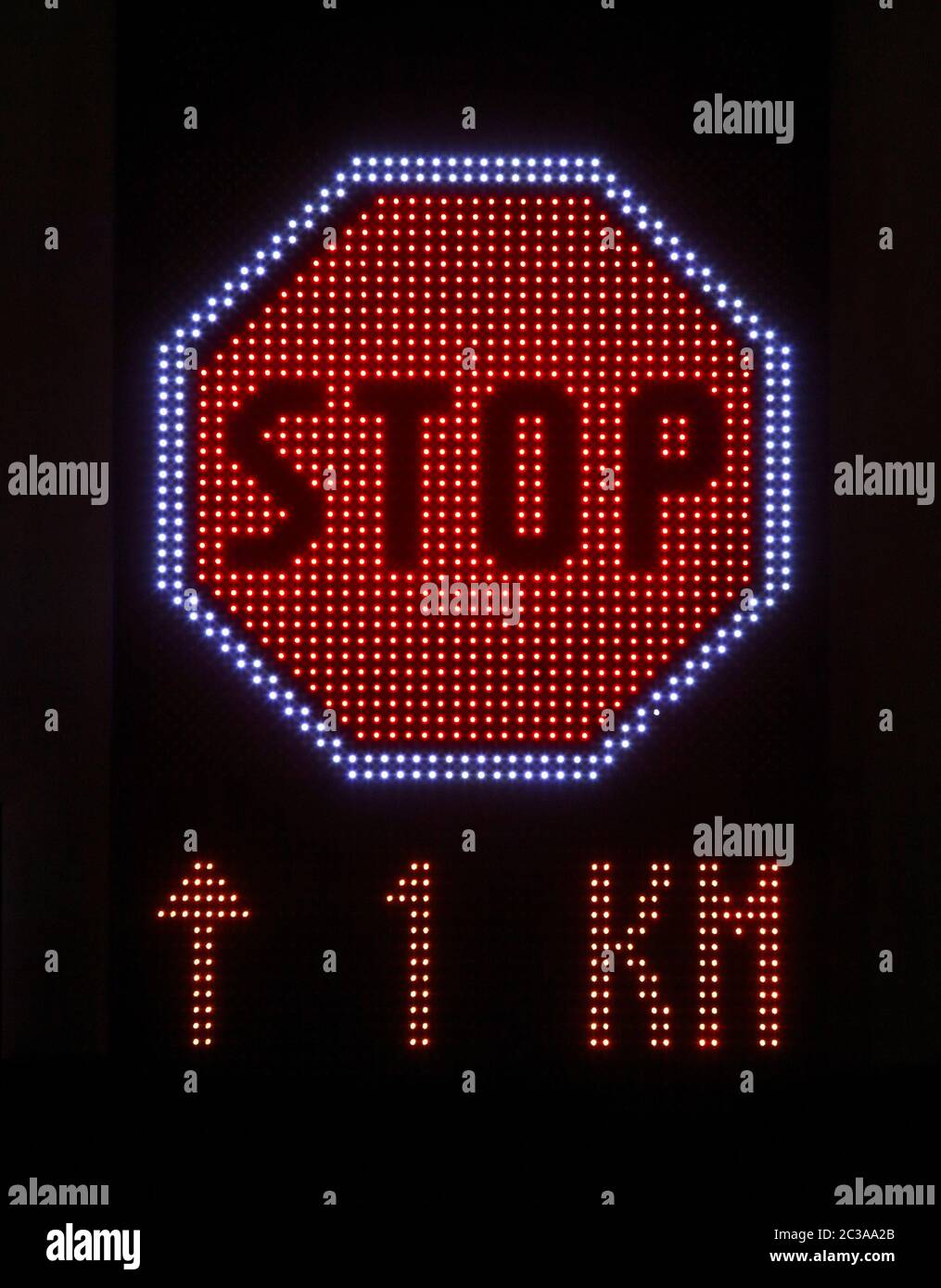LED lights stop sign with message lights Stock Photo - Alamy