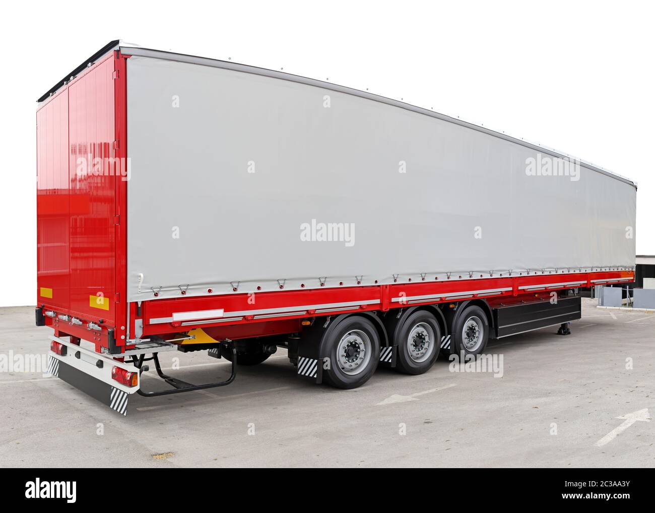 Long freight transport trailer for semi truck Stock Photo - Alamy
