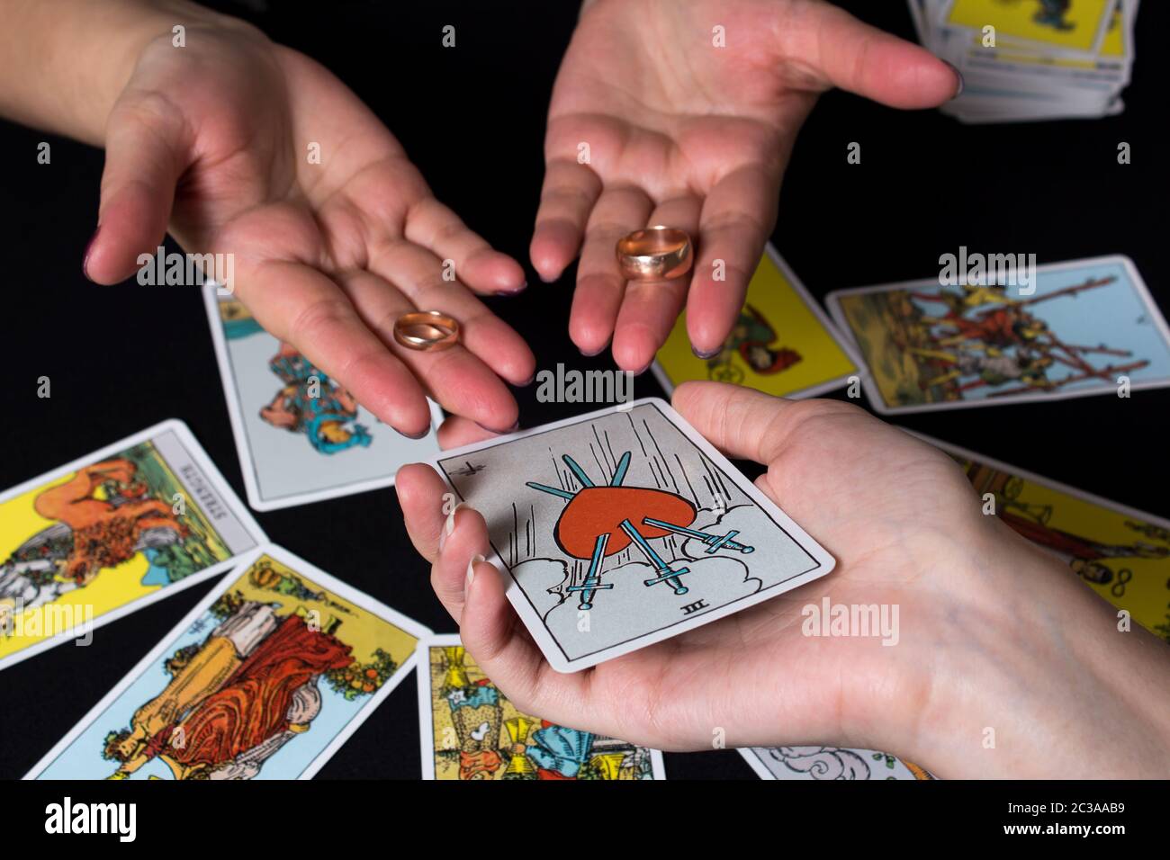 Bangkok,Thailand,november.17.19. Fortune telling with wedding rings ...