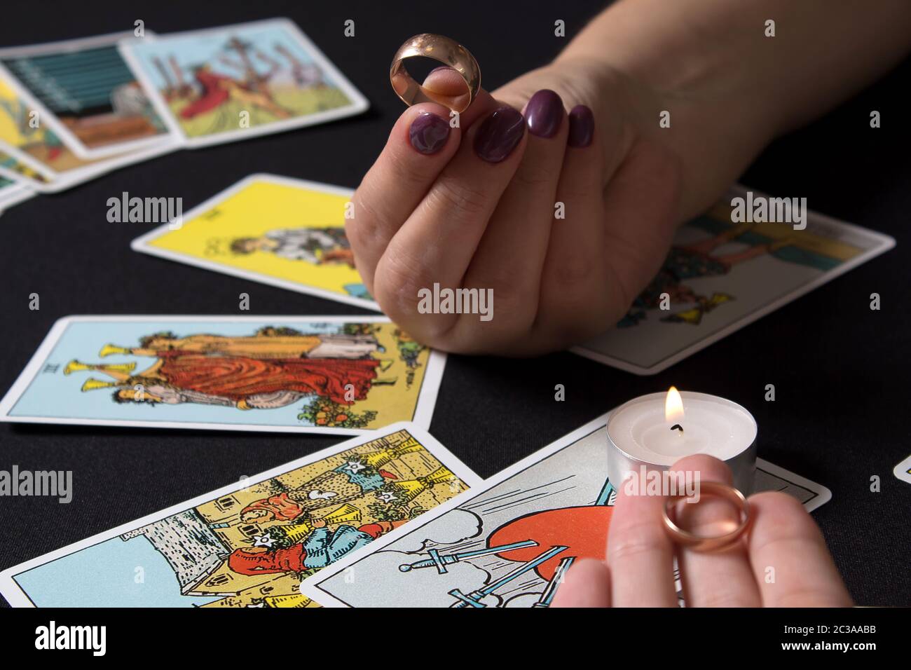 Bangkok,Thailand,november.17.19. Fortune telling with wedding rings ...