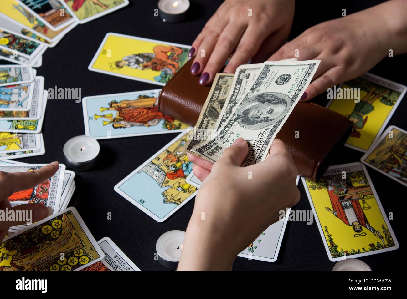 New York, USA. November 22.19. Hands holding cash dollar on background ...