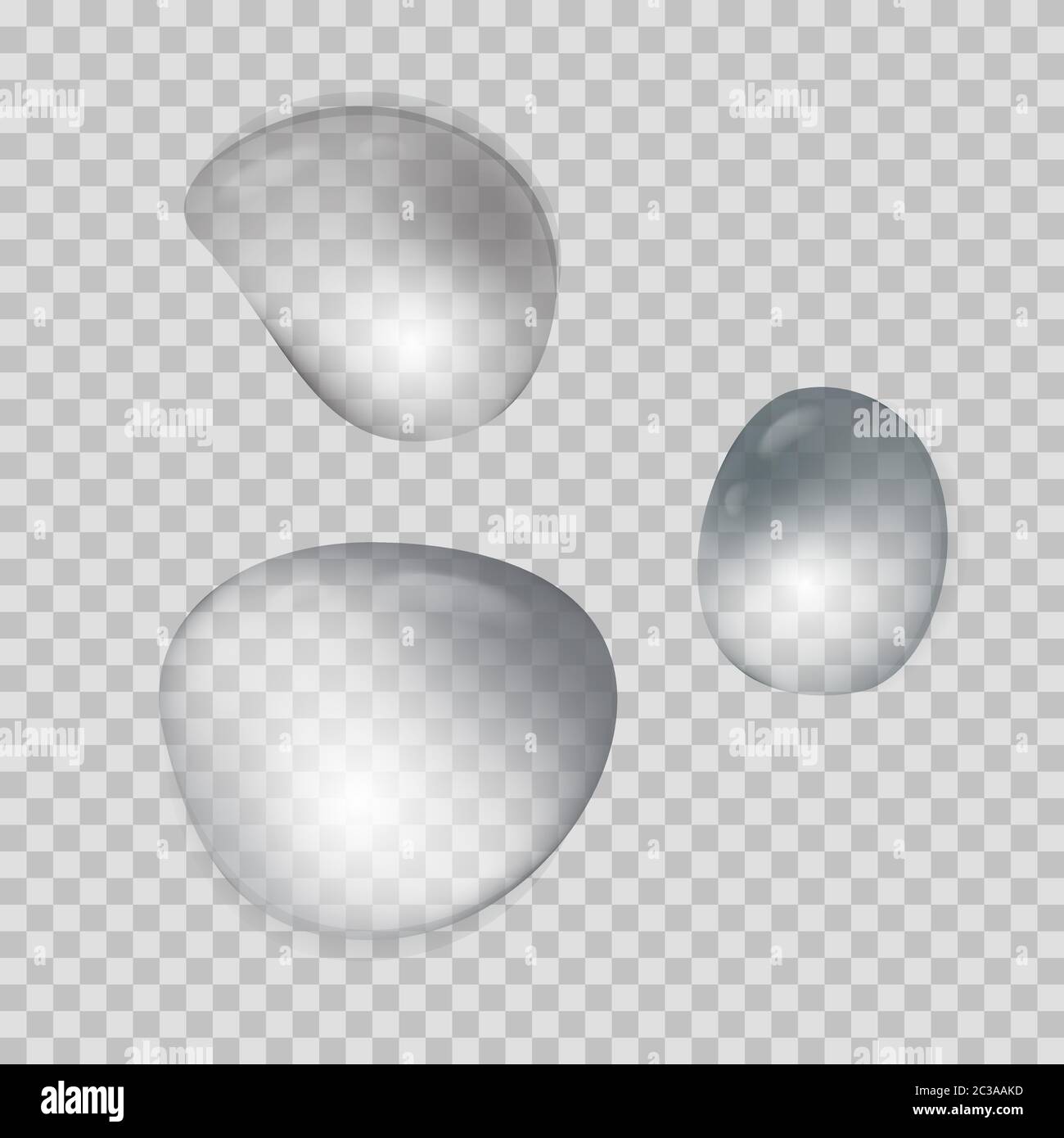 Realistic transparent water drops set. Pure liquid droplets isolated on ...