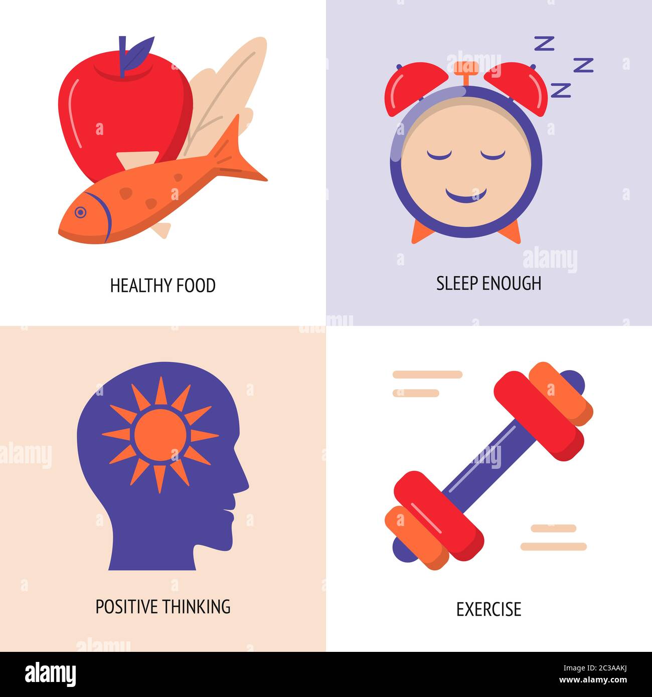Healthy lifestyle concept icons collection in flat style. Vector ...