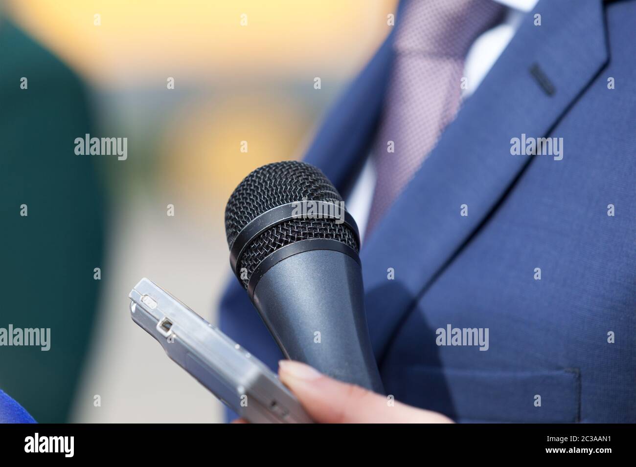 Press interview. News conference Stock Photo - Alamy