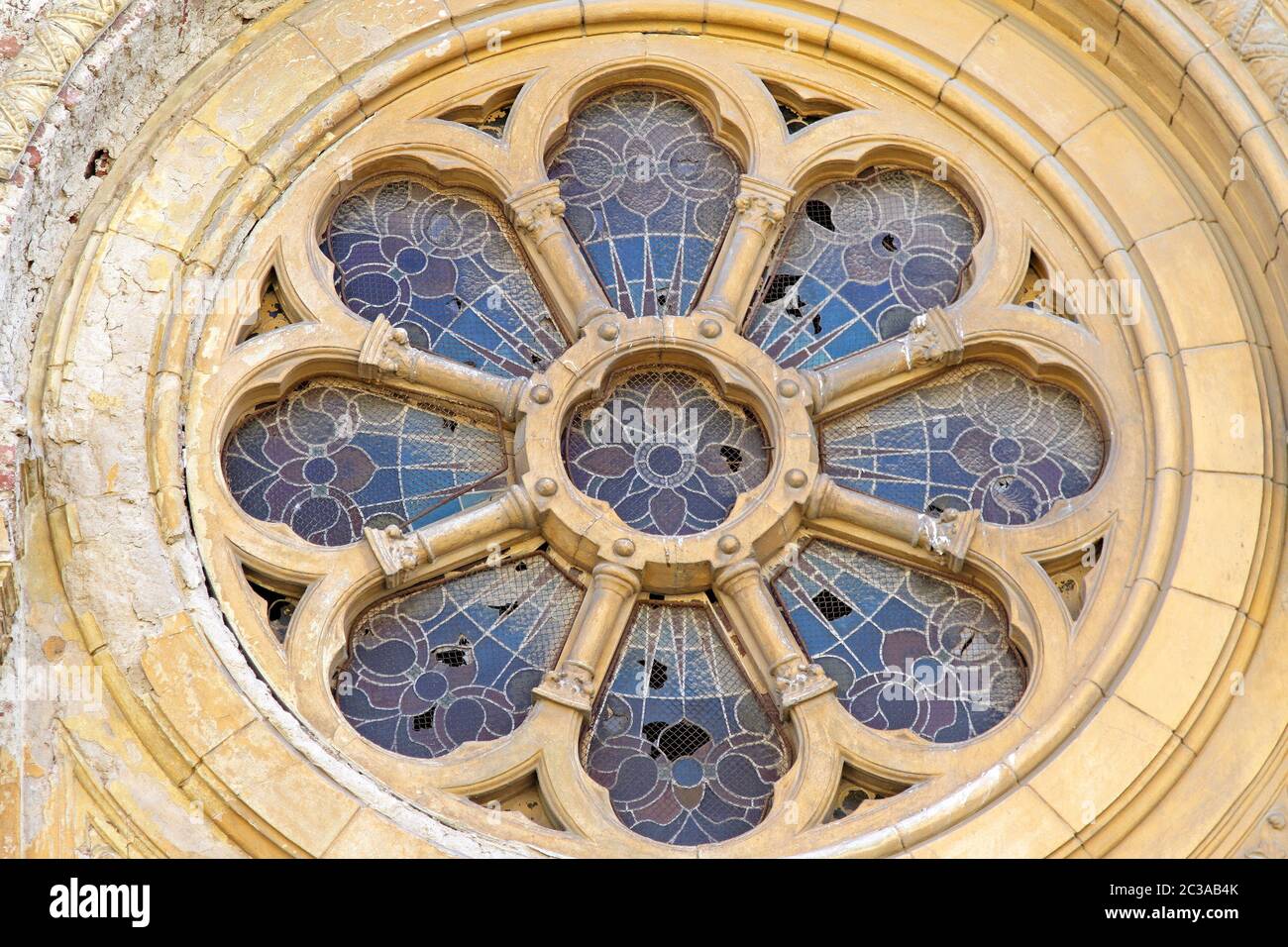 Flower window with stained glass at Synagogue in Timisoara Stock Photo ...