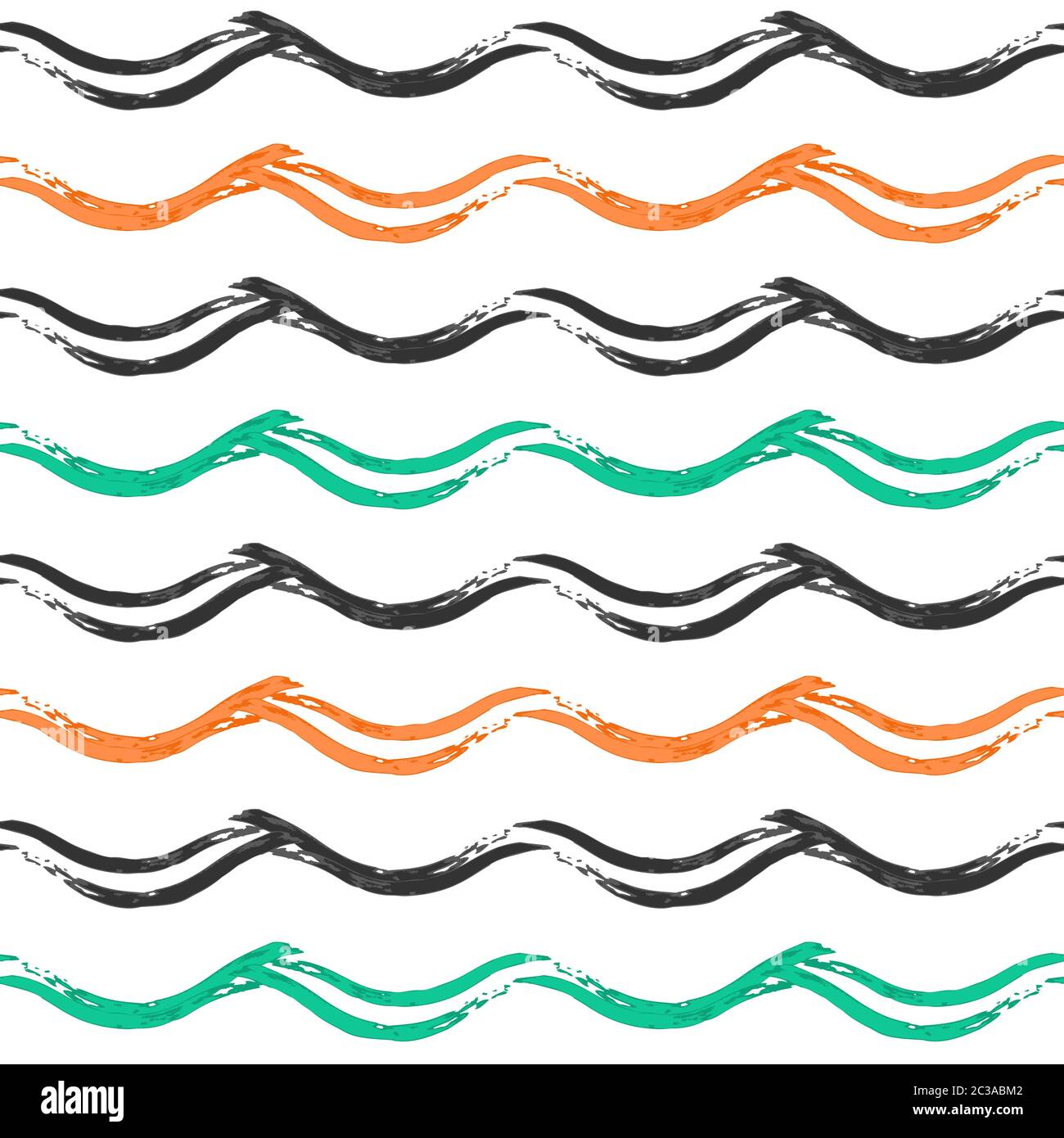 Seamless pattern with hand drawn waves. Repeating texture with wavy ...