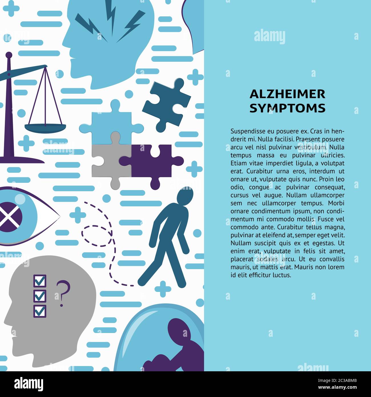 Alzheimer s disease concept banner or poster template in flat style ...