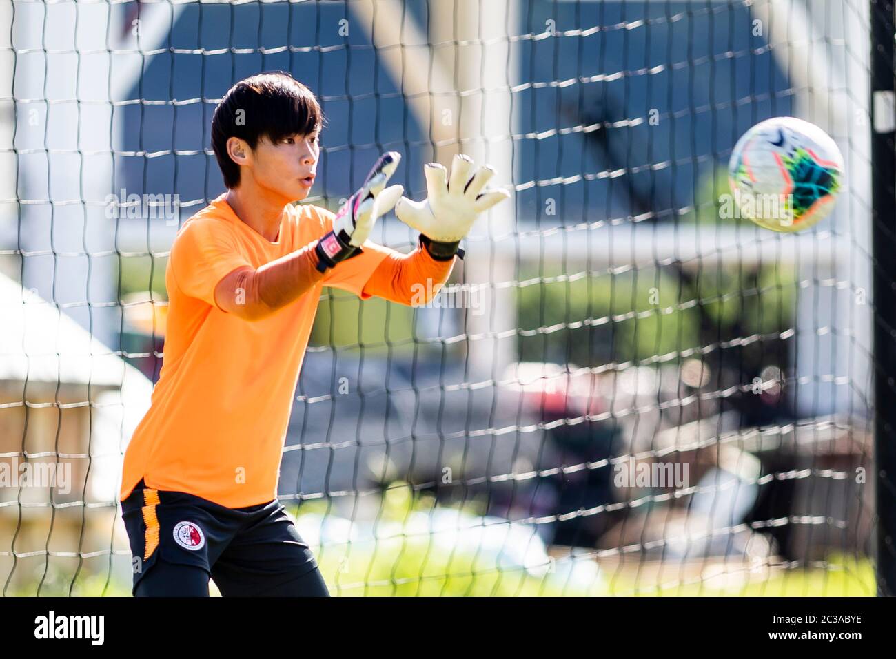 Hong Kong, China, 19 June, 2020. Goalkeepers Wong Tsz Ho of Hong Kong ...