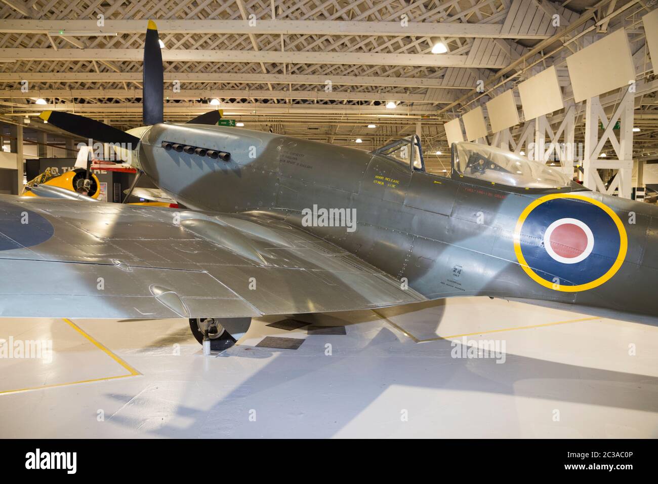 Supermarine Spitfire F24 plane / airplane. Second world war WWII fighter aircraft on show at RAF ...