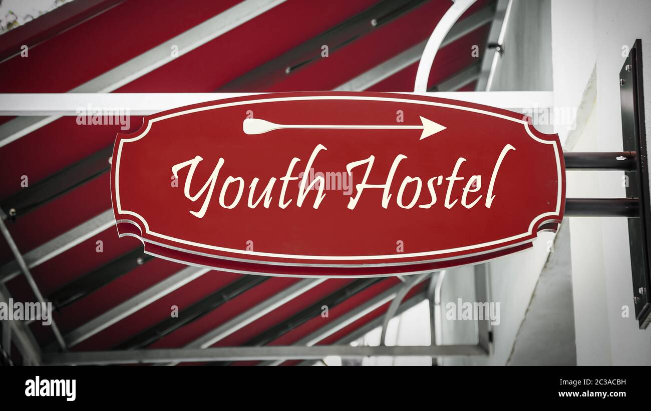 Street Sign to Youth Hostel Stock Photo - Alamy