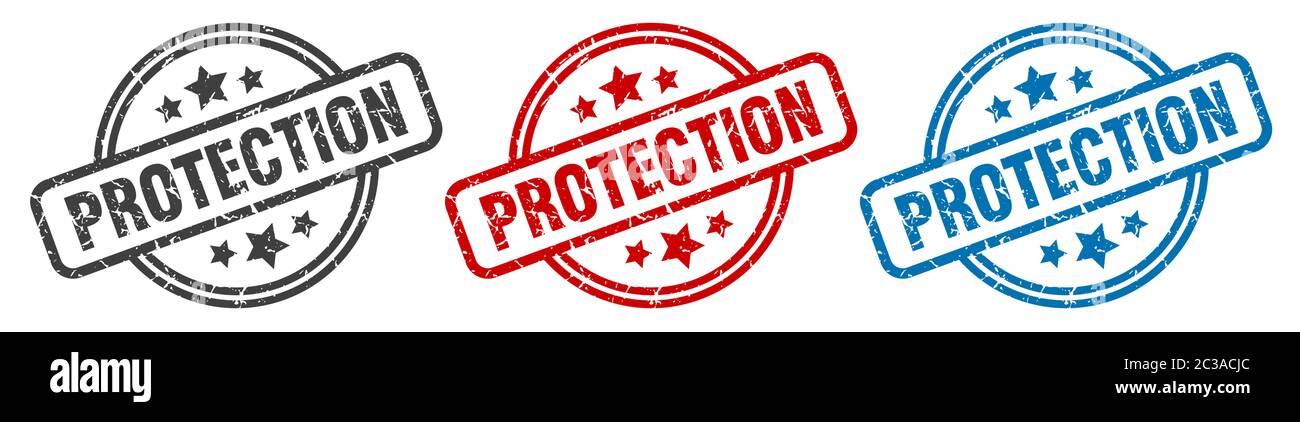 protection stamp. protection round isolated sign. protection label set ...