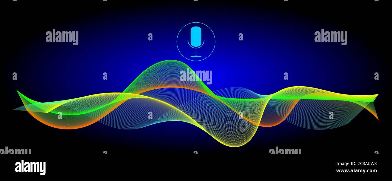 decorative Voice Recognition with a microphone and sound waves â ...