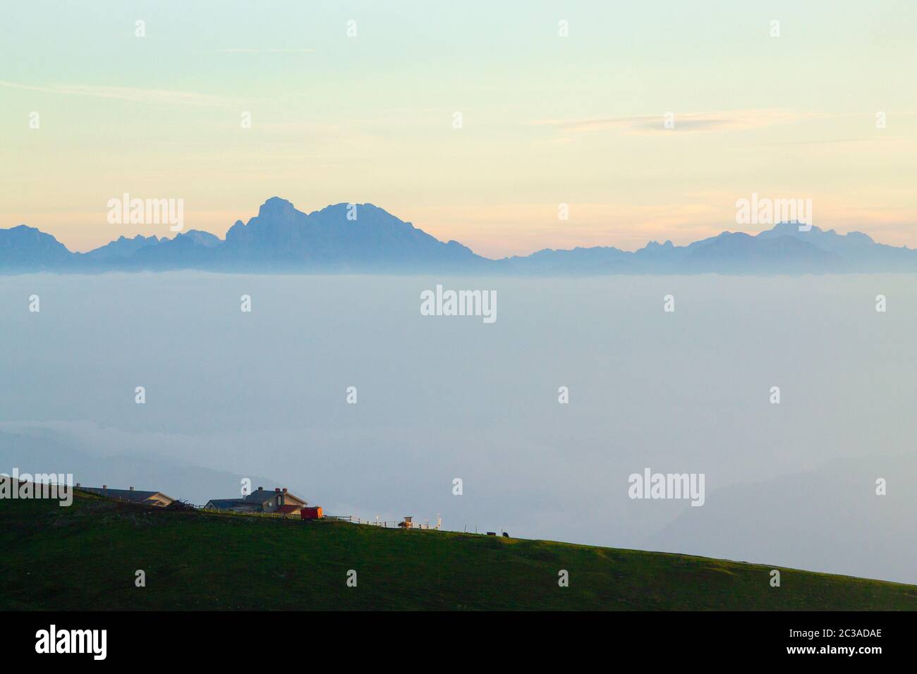 Dawn at mount Grappa. Italian alps landscape, Italy. Italian alps ...